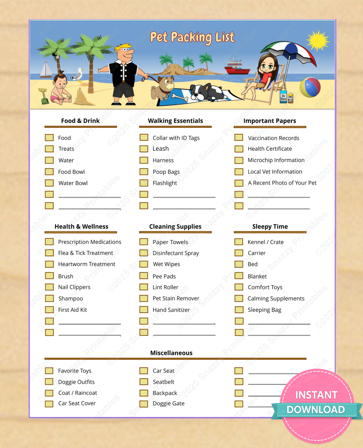 Pet Packing List Printable: Dog Travel Essentials Checklist